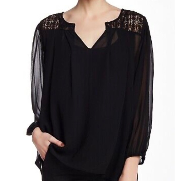 Joie | Tops | Revolve Joie Kohar Black Sheer Silk Georgette Pleated ...